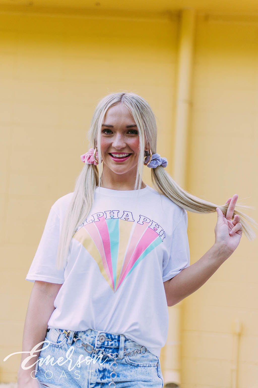 Alpha Phi Colorful Rainbow PR Tee - Emerson Coast