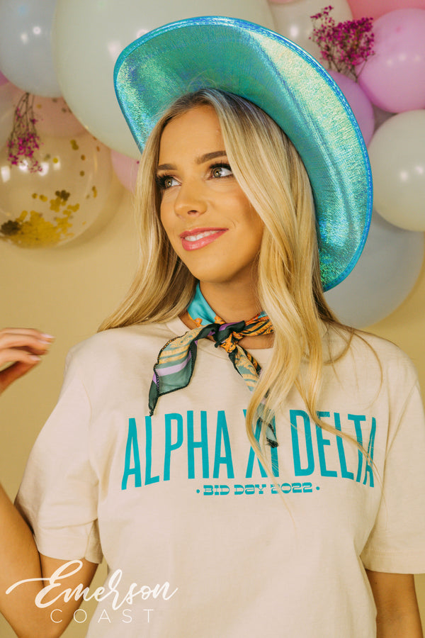 Alpha Xi Delta Golden Hour Bid Day Tee - Emerson Coast