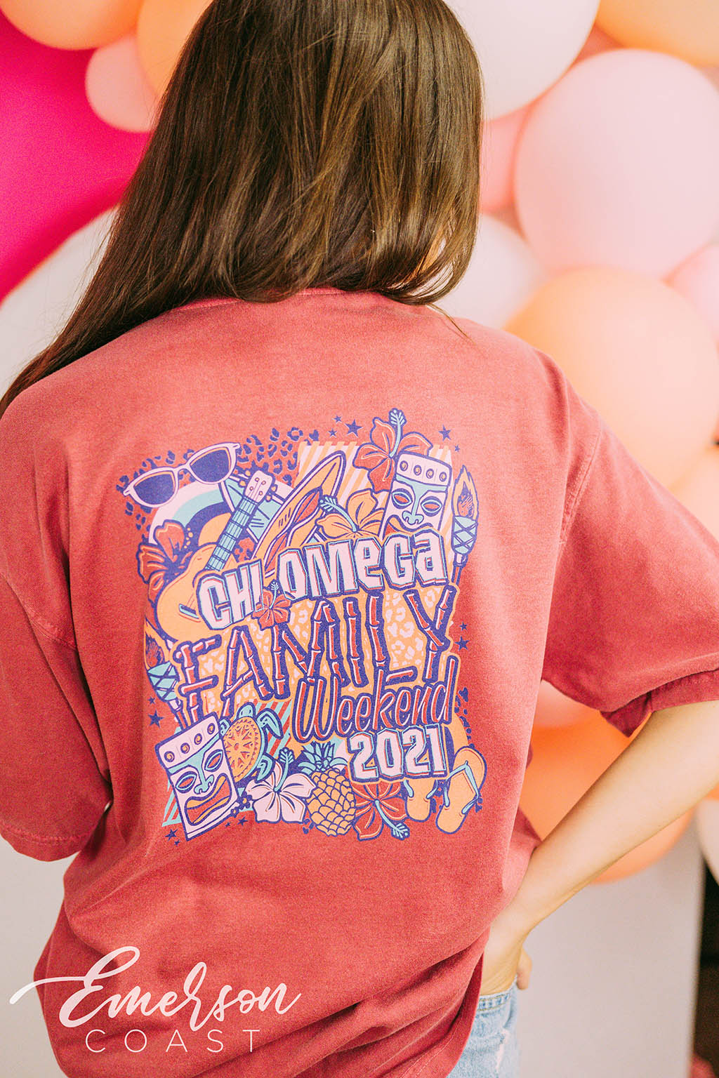 Chi Omega Family Weekend Hawaiian Tee - Emerson Coast