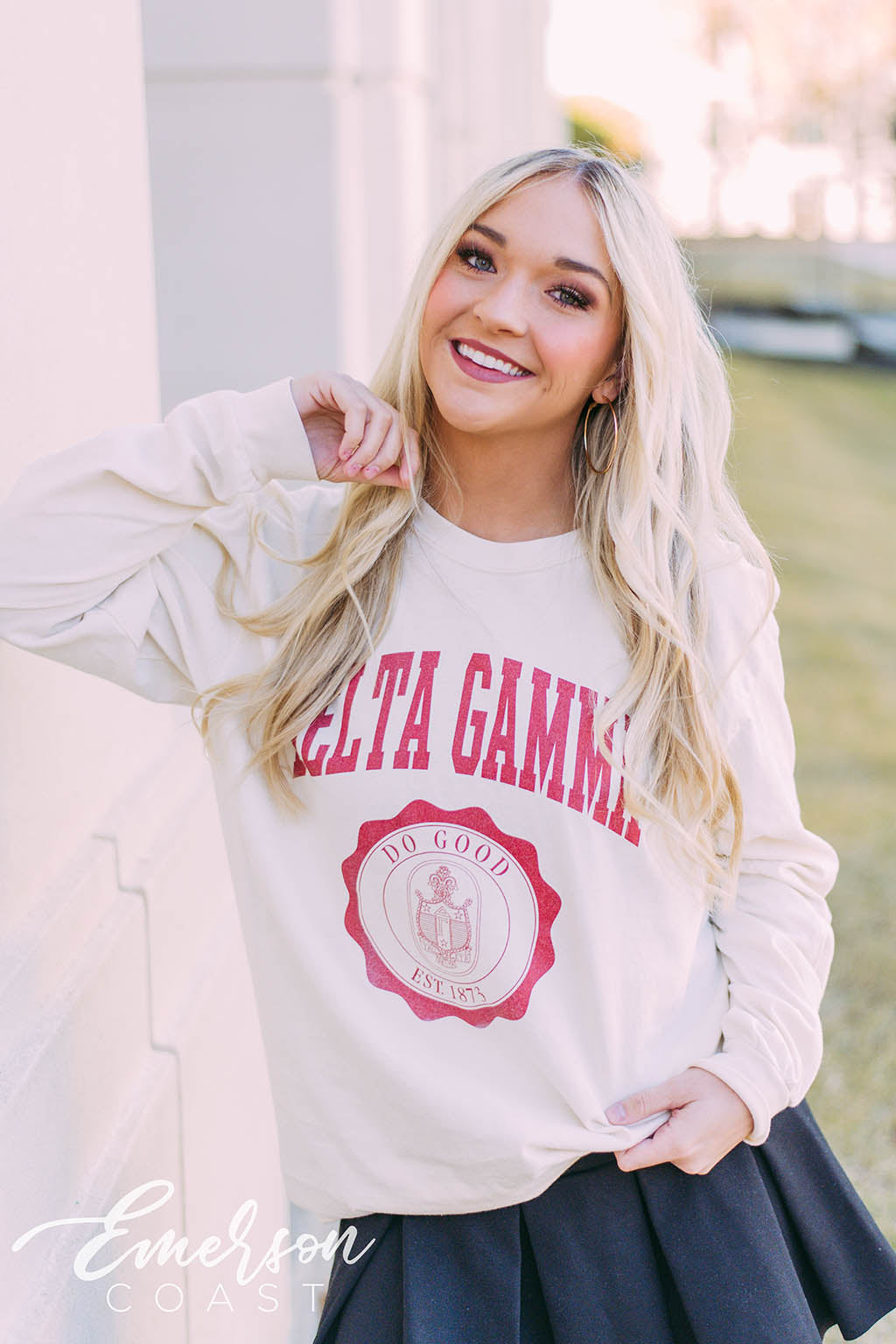 Delta Gamma Badge Long Sleeve Tee - Emerson Coast