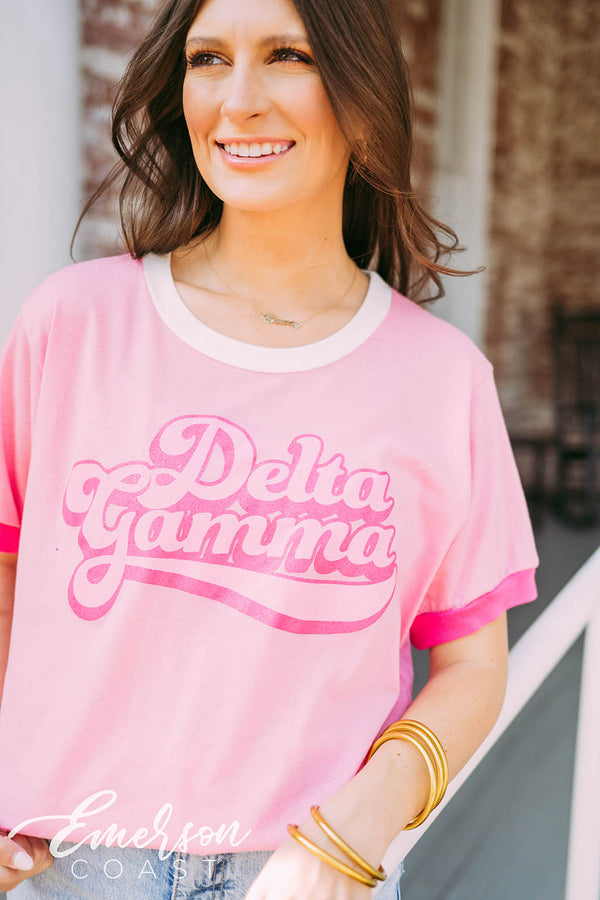 Delta Gamma Recruitment Pink Colorblock Ringer - Emerson Coast