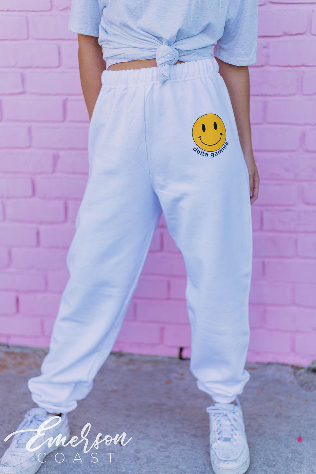 Delta Gamma Smiley Face Joggers - Emerson Coast