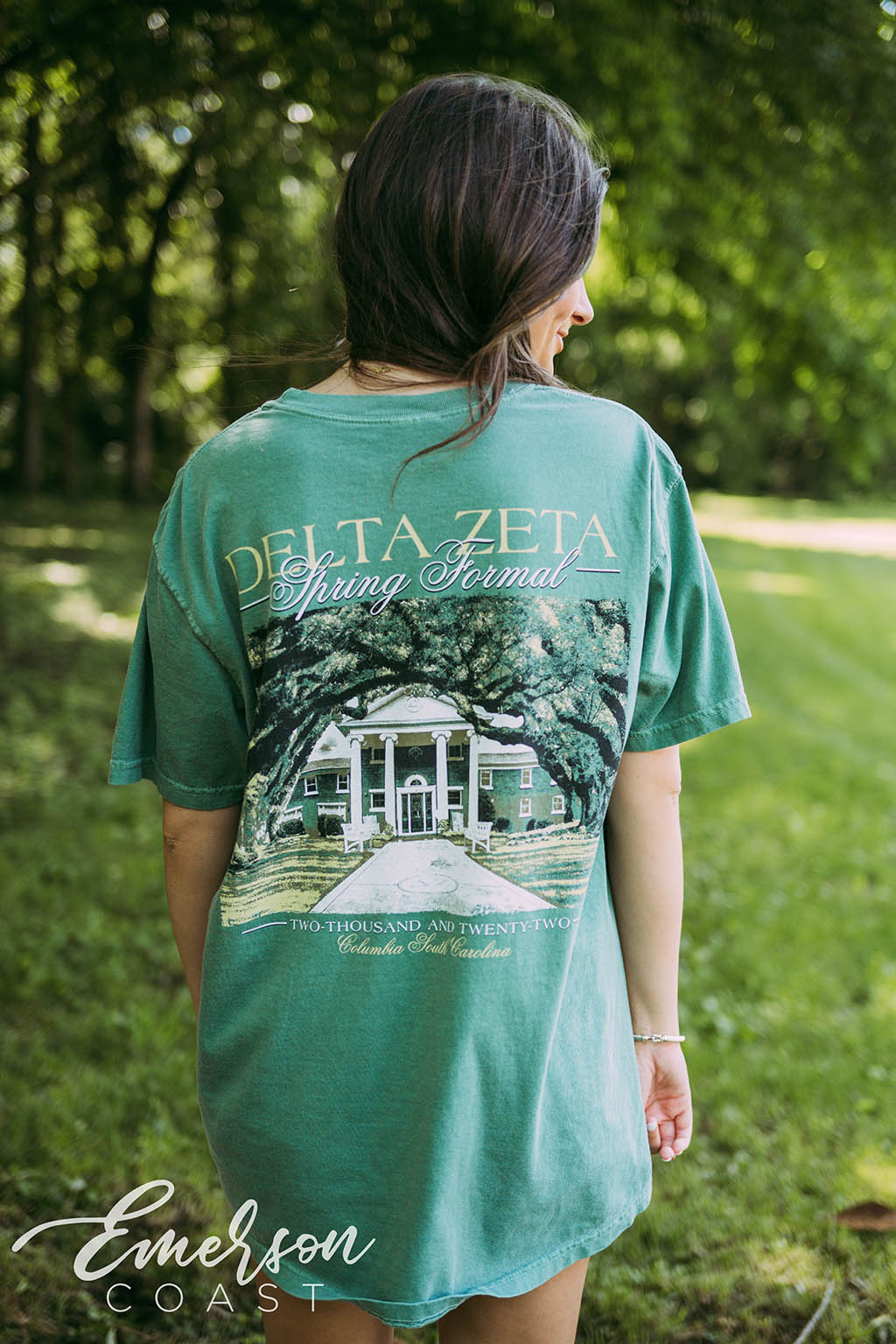 Delta Zeta Spring Formal Green Tee - Emerson Coast