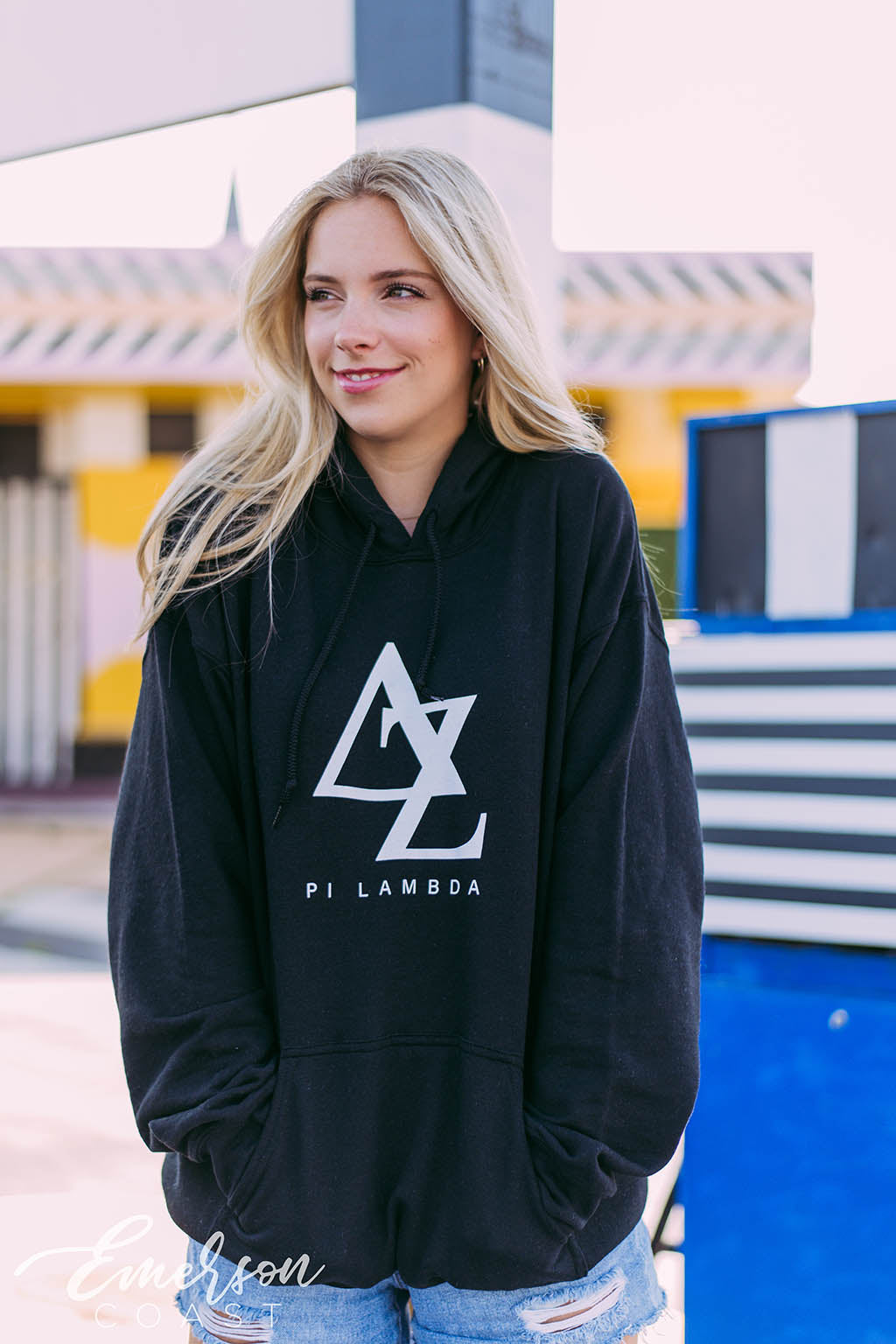 Delta Zeta Black Letter Hoodie - Emerson Coast