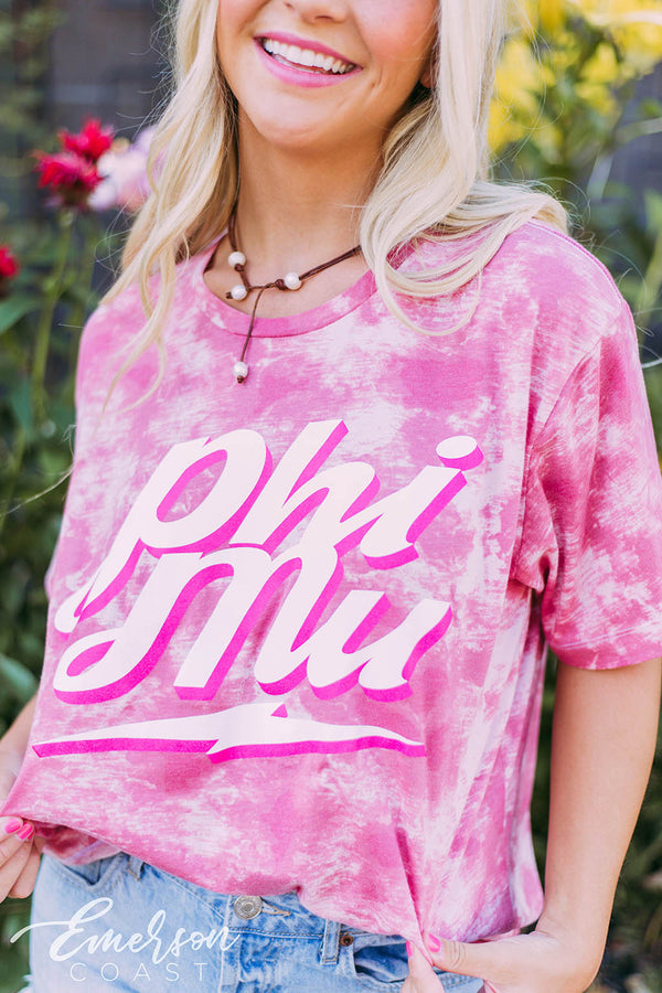 Phi Mu Pink Tie Dye Tee - Emerson Coast