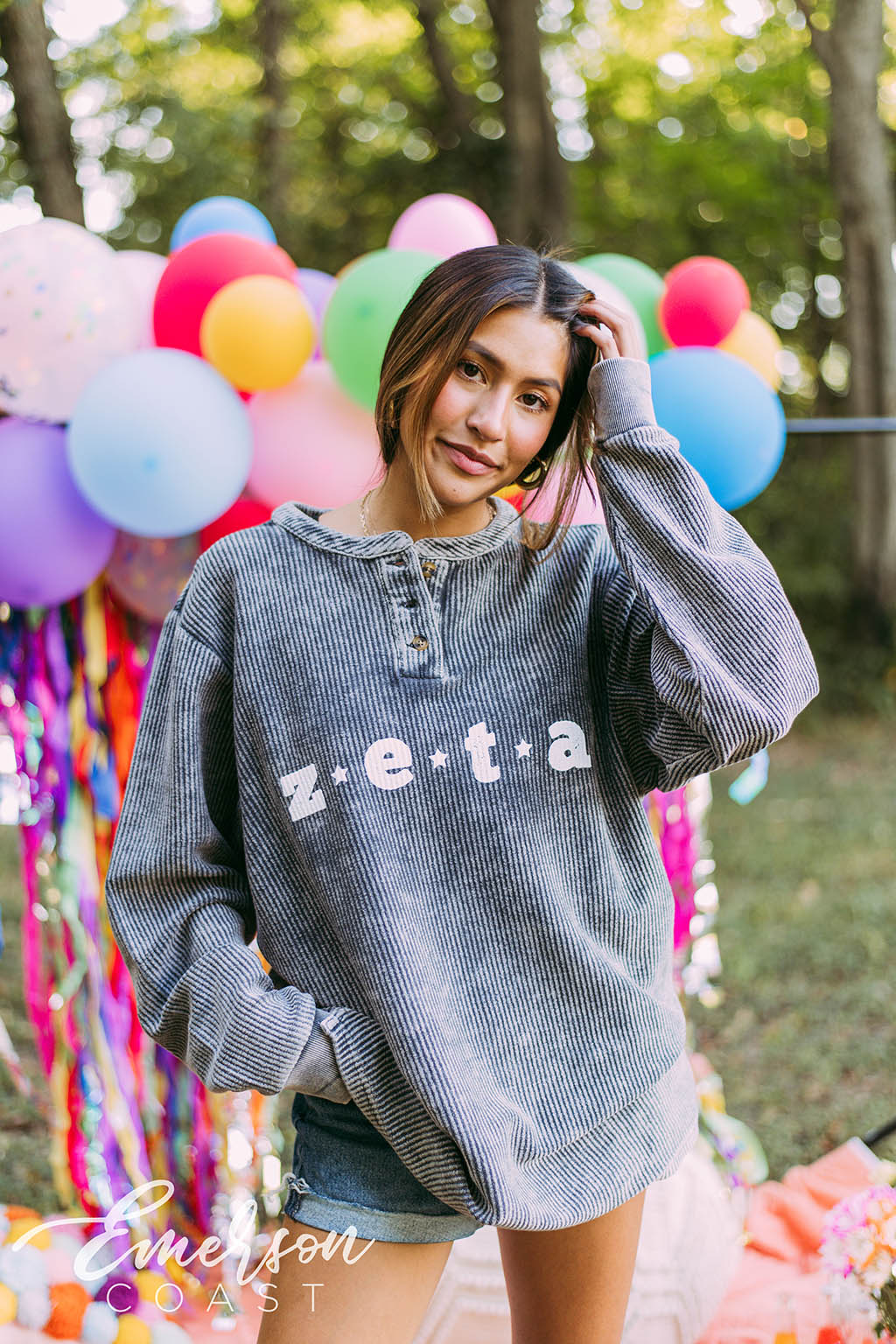 Zeta PR Charcoal Corduroy Henley - Emerson Coast