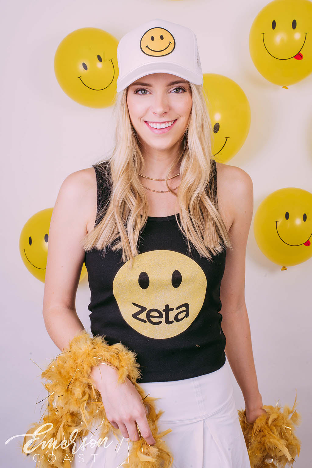 ZTA Smiley Face Bid Day Ribbed Tank - Emerson Coast