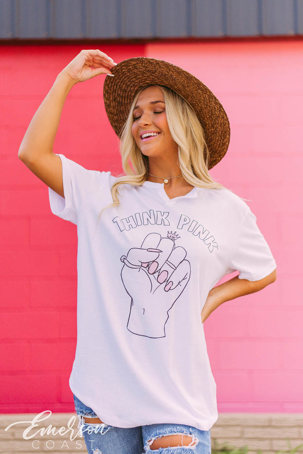 Zeta Think Pink Notch Tee - Emerson Coast
