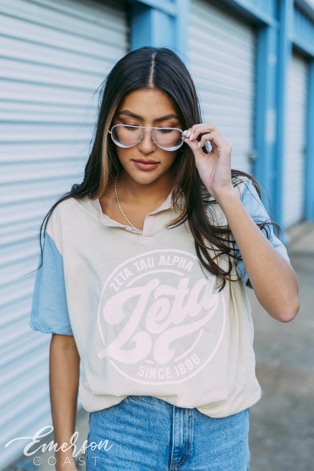 Zeta Tau Alpha Vintage Colorblock Henley - Emerson Coast