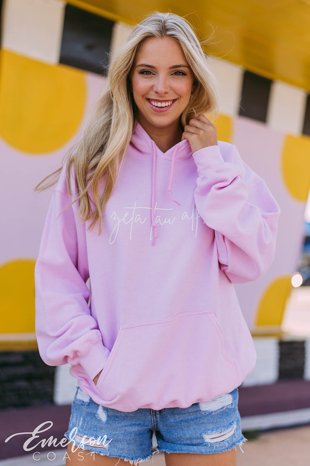 ZTA Pink Script Hoodie - Emerson Coast