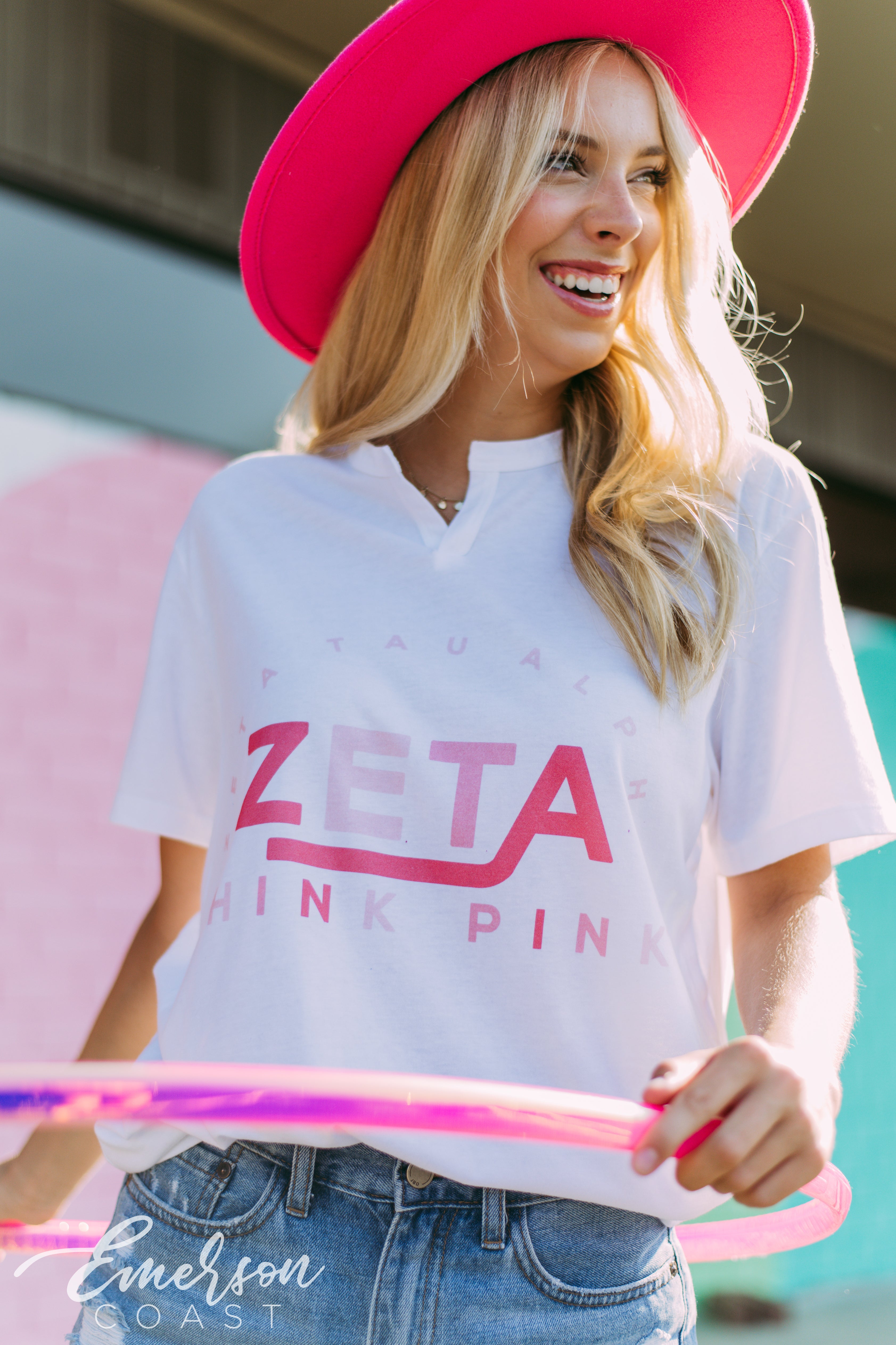 Zeta Tau Alpha Think Pink Notch Tee - Emerson Coast